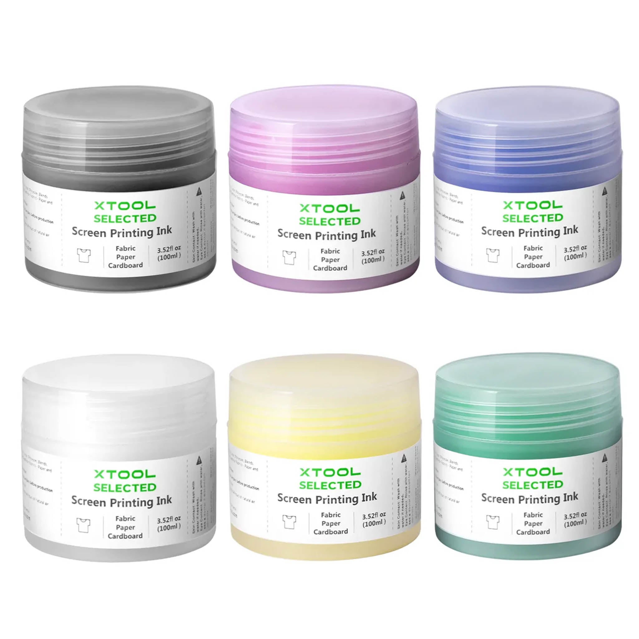 xTool Basic Colour Screen Printing Ink Set, 6 Colours – 3D Printing Store