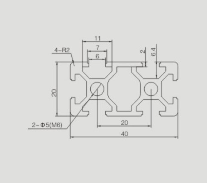 20 x 40mm Aluminium T-Slot Profile – 3D Printing Store