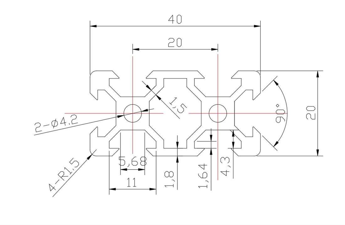 20 x 40mm Aluminium V-Slot Profile – 3D Printing Store