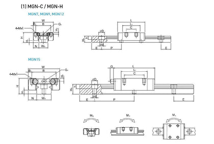 Linear Rail, MGN12 x 1000mm with MGN12H Block – 3D Printing Store